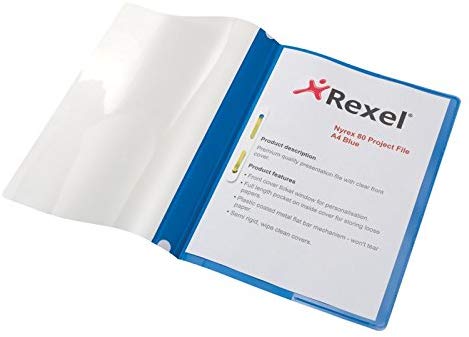 Rexel Nyrex Semi-rigid Plastic Project Flat File A4 Blue with Clear ...