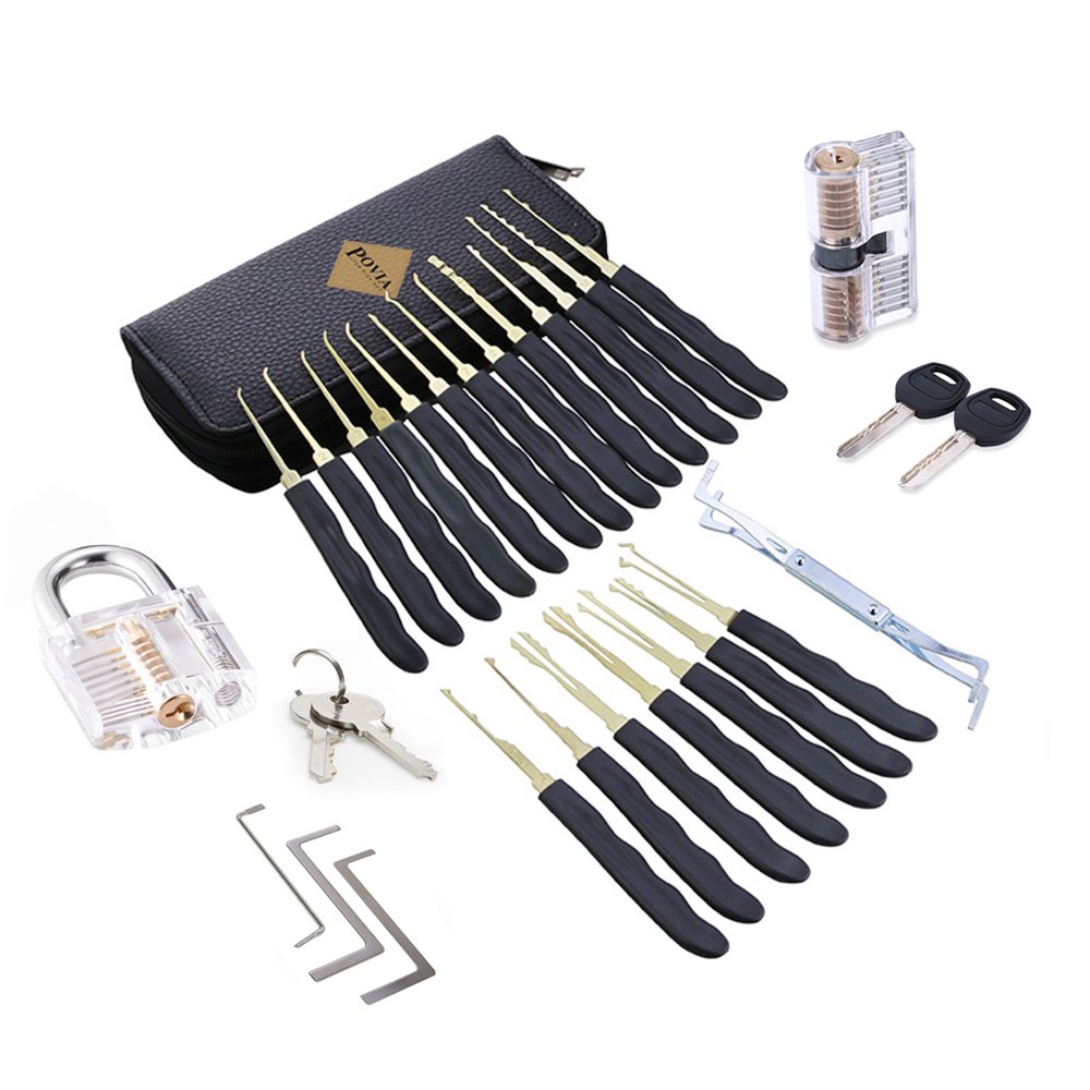 POVIA Lock Pick Set – 24 Pieces Lock Picking Tools with 2 Clear ...
