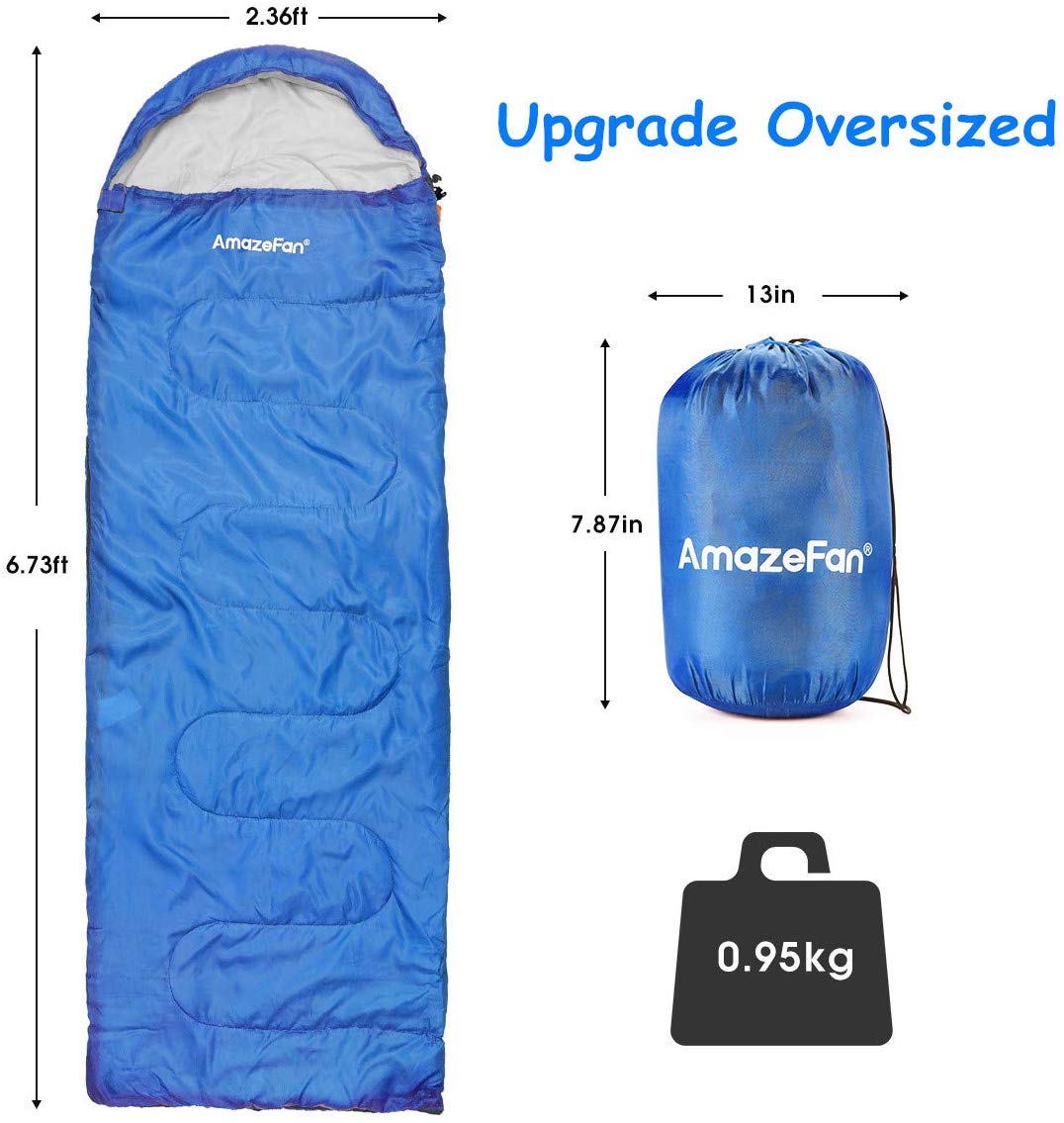 Mummy Sleeping Bag, AmazeFan-300&200 GSM Filling Keep Warm & Breathable ...