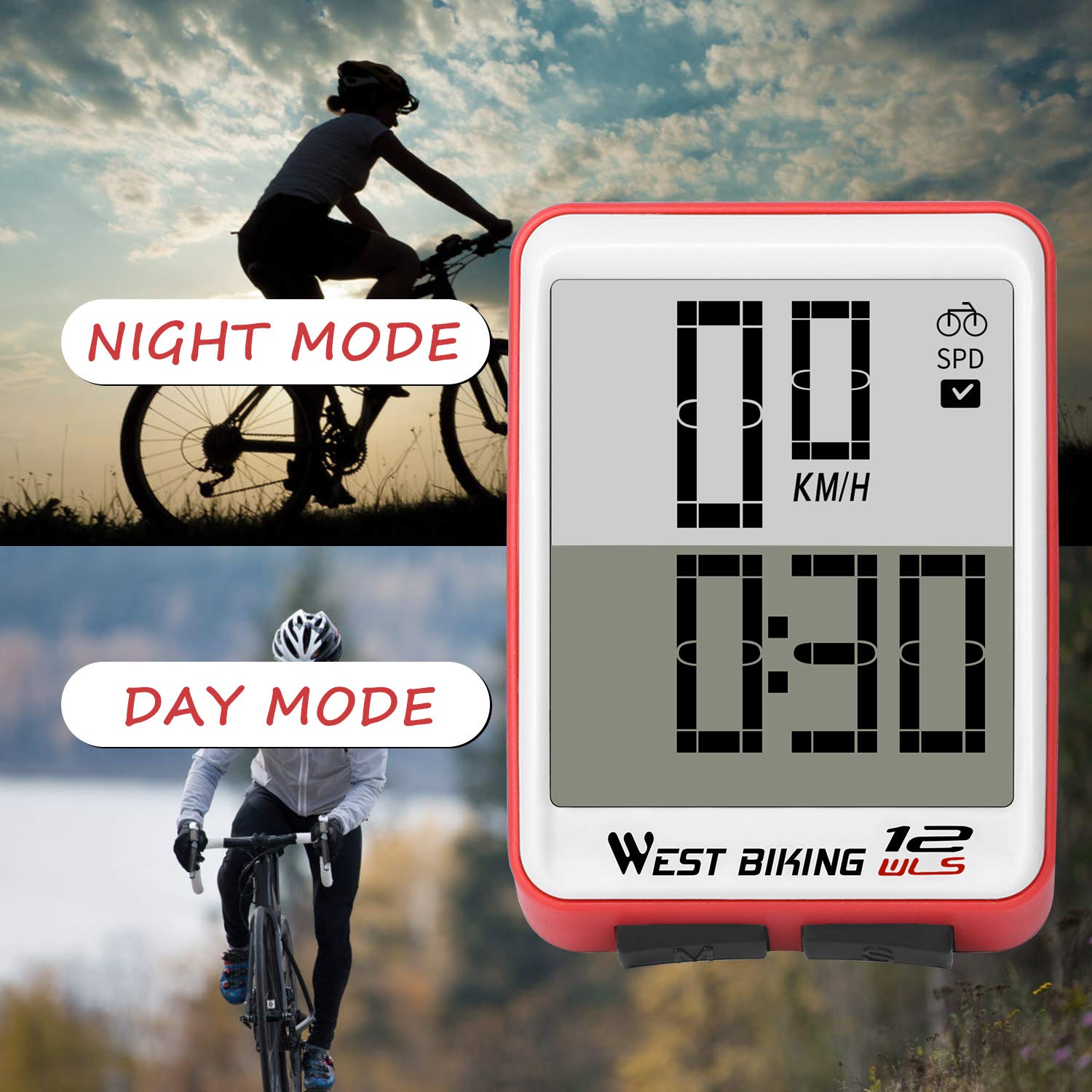 ICOCOPRO Bike Computer Big Digit Bike Speedometer Odometer Wireless ...