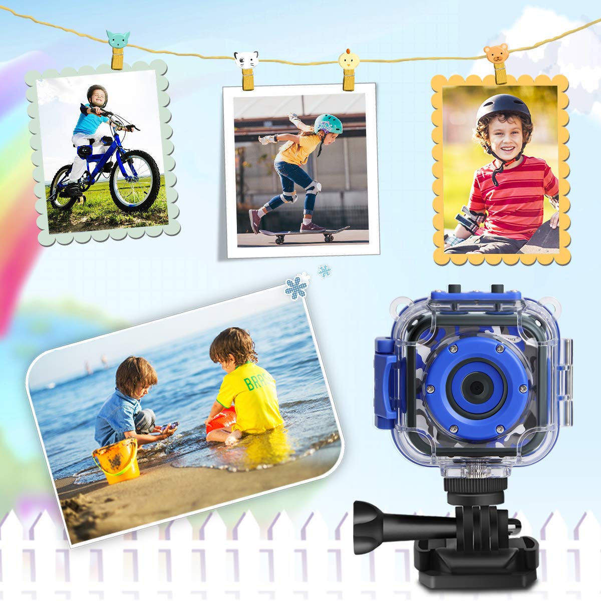 DROGRACE Children Kids Camera Waterproof Digital Video HD Action Camera ...