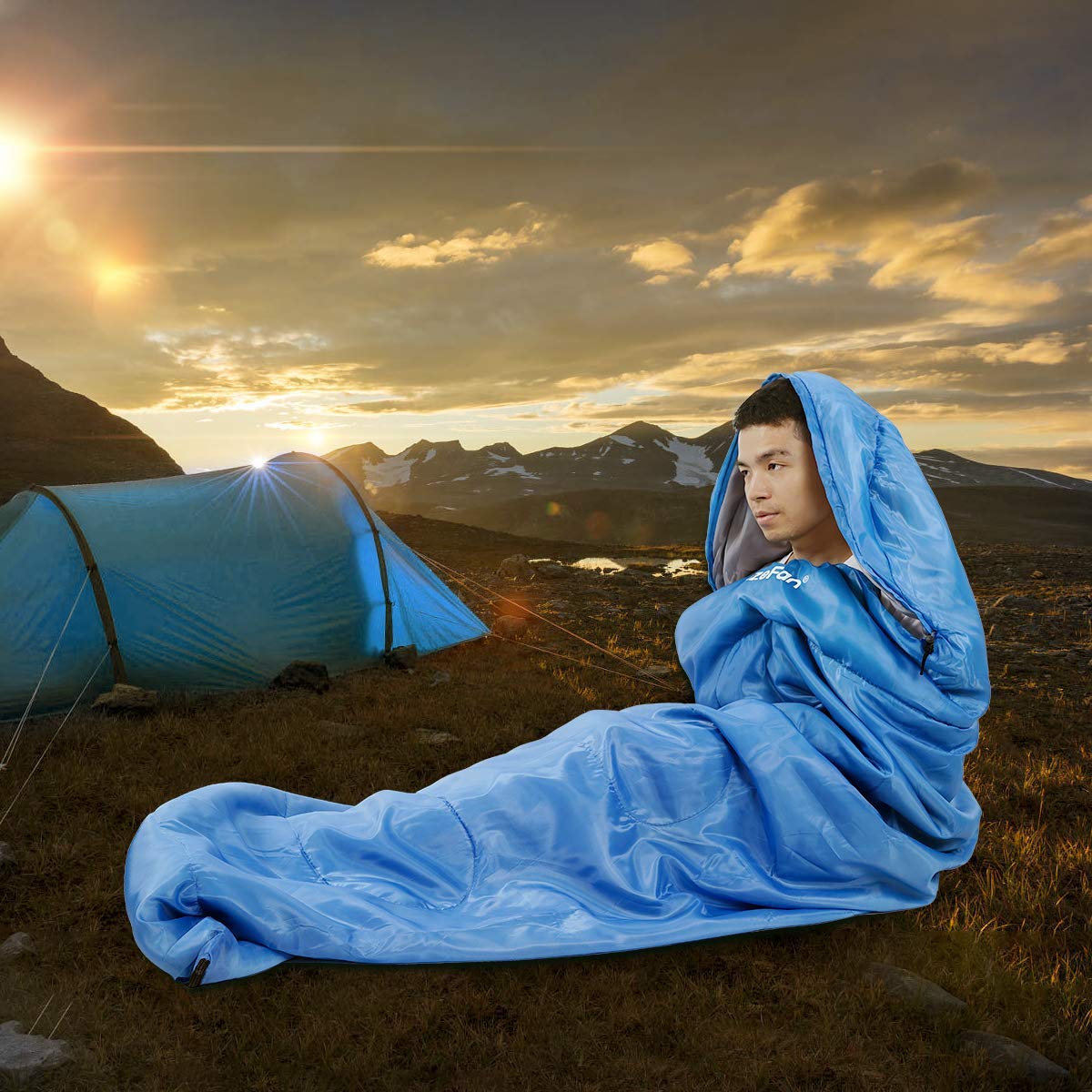 Mummy Sleeping Bag, AmazeFan-300&200 GSM Filling Keep Warm & Breathable ...