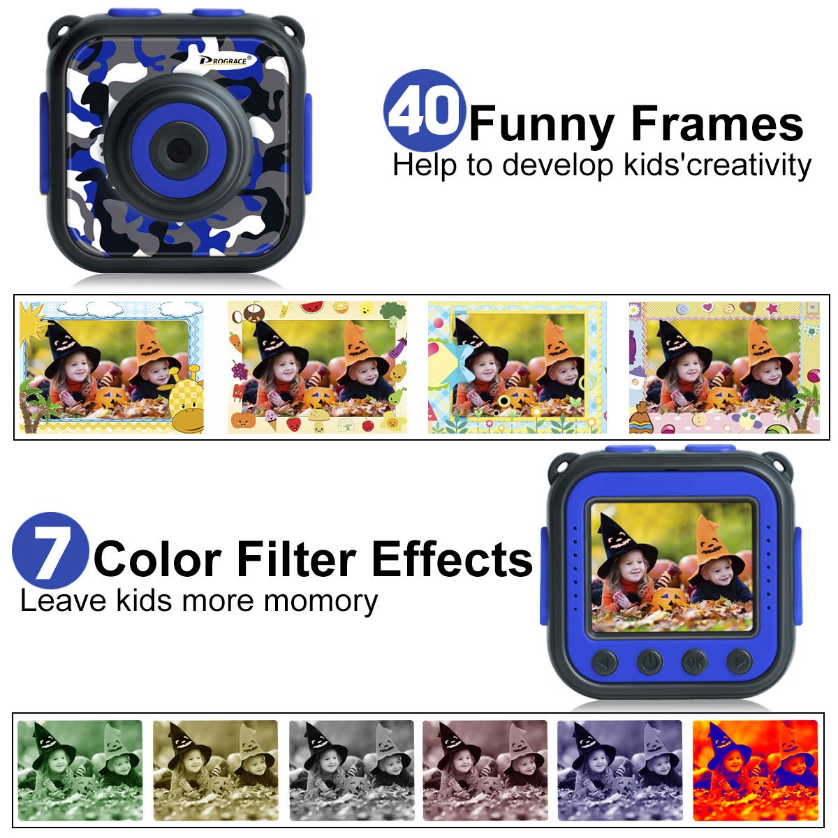 DROGRACE Children Kids Camera Waterproof Digital Video HD Action Camera ...