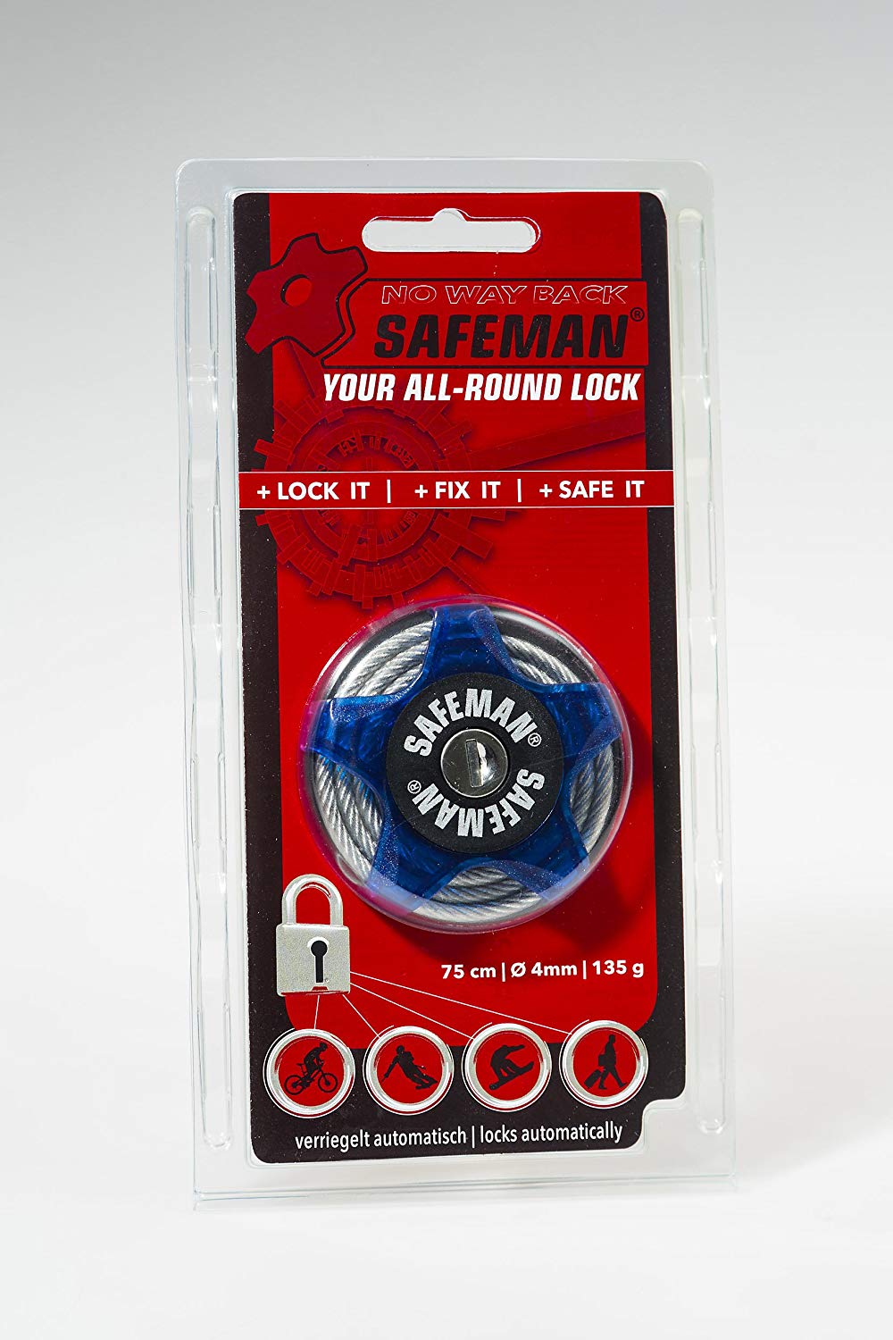 Safeman® cable lock, bicycle lock, ski lock, lock – multifunctional ...