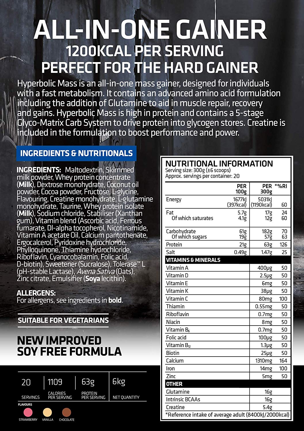 USN Hyperbolic Mass Vanilla 6kg: All-In-One Mass Gainer Protein Powder ...