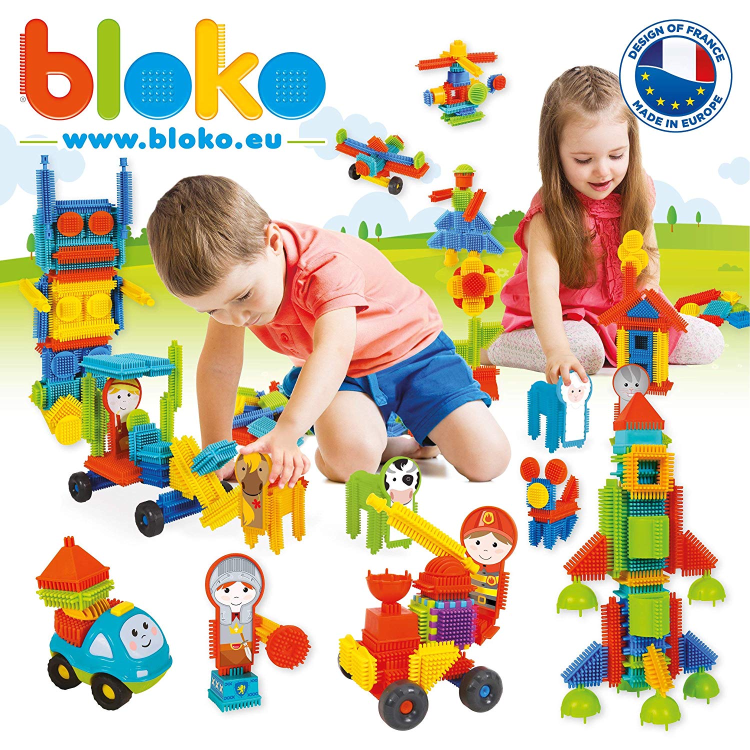 BLOKO Bloko503501 Table with 30 Pieces Construction Tooth Blocks, Multi ...