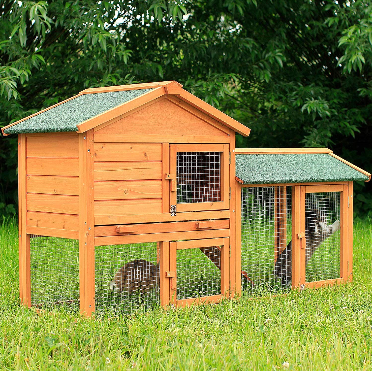 dibea RH10240 Premium (147 x 52 x 85 cm), Large Rabbit Hutch 2 Floors ...