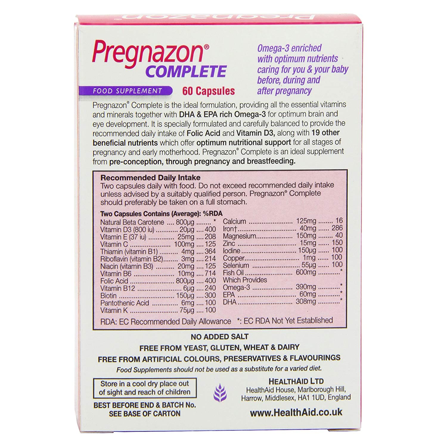HealthAid Pregnazon Complete 60 Capsules – BigaMart